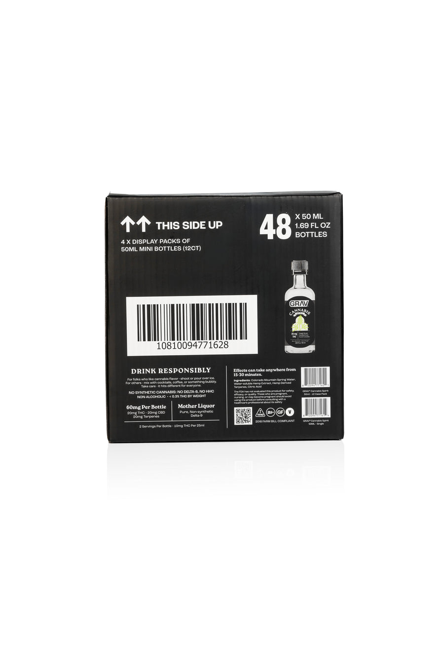 GRAV® Cannabis Spirit 20mg Black Label, 50ml Bottle Master Case 48-Pac