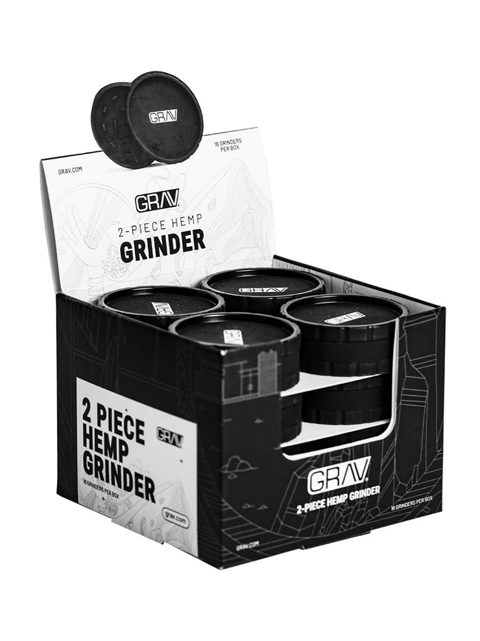 GRAV® 2-piece Hemp Plastic Grinder - 16 Pack w/ POP Display